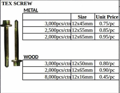 TEKSCREW METAL AND WOOD PER BOX ONLY Pricelist Philippines - KiksHardware