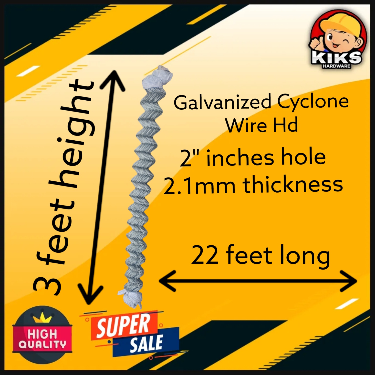 [New!] Cyclone Wire 3feet x 22 feet long Fence Wire 2.1mm thickness ...